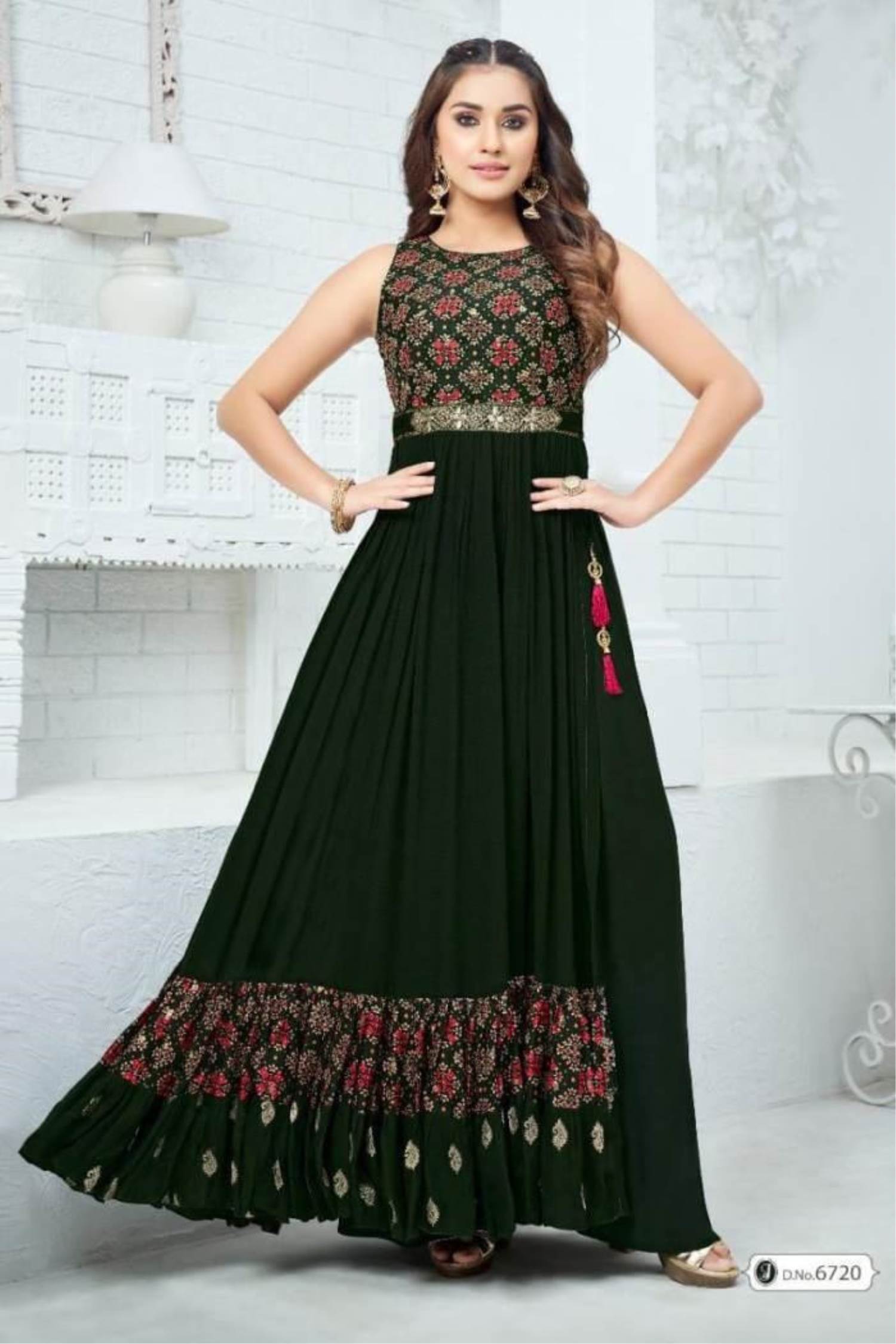 Green Color Party Wear Designer Indo Western Plazo Suit :: MY SHOPPY ...