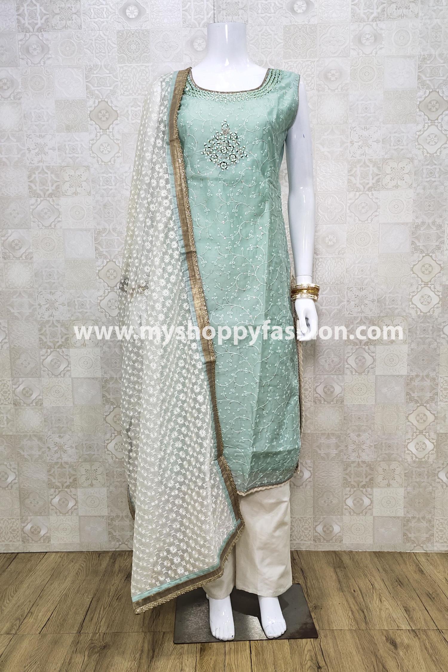 Rama Color Party Wear Straight Long Suit With Dupatta :: MY SHOPPY ...