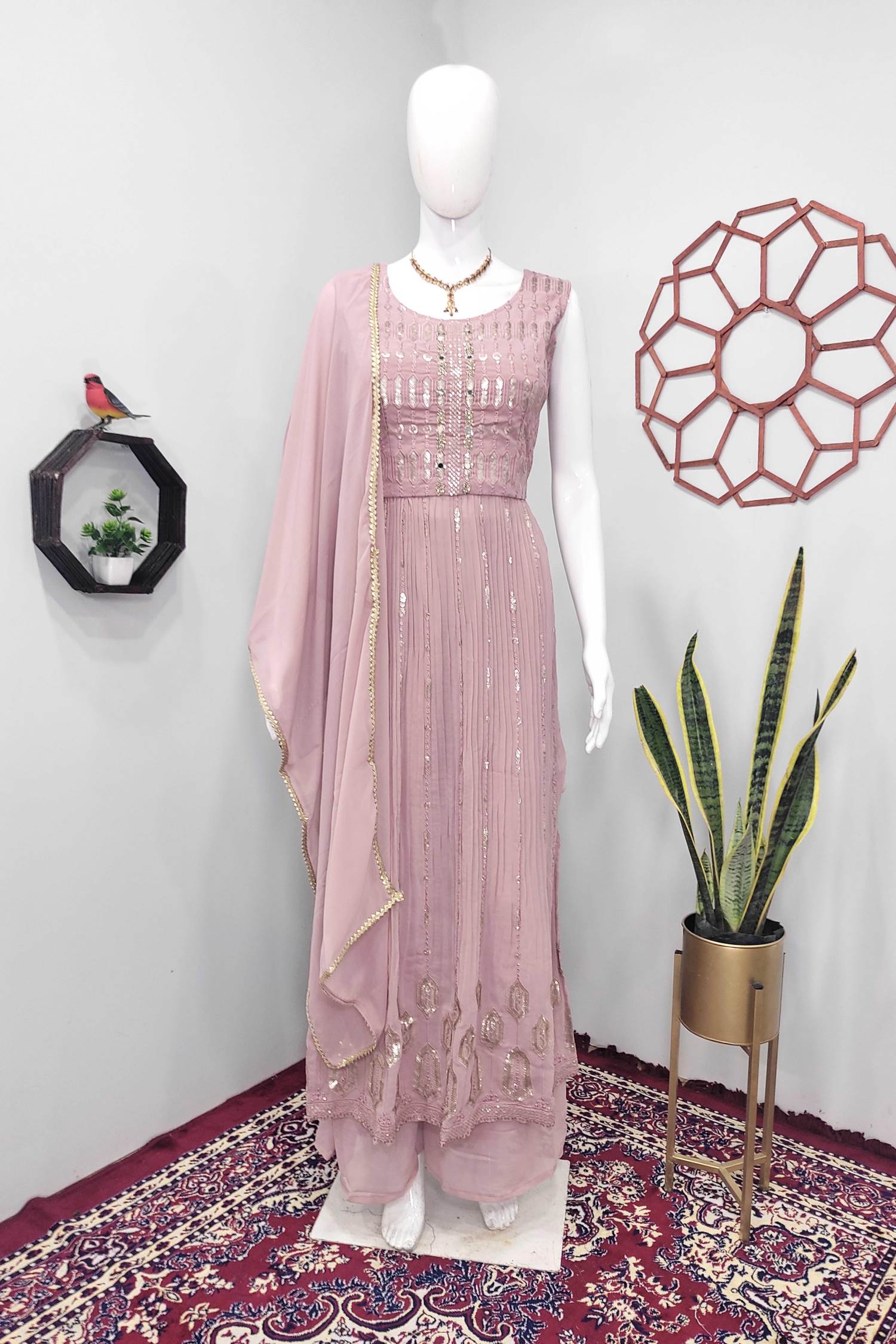 Pink Color Party Wear Designer Indo-Western Plaazo-Suit :: MY SHOPPY ...