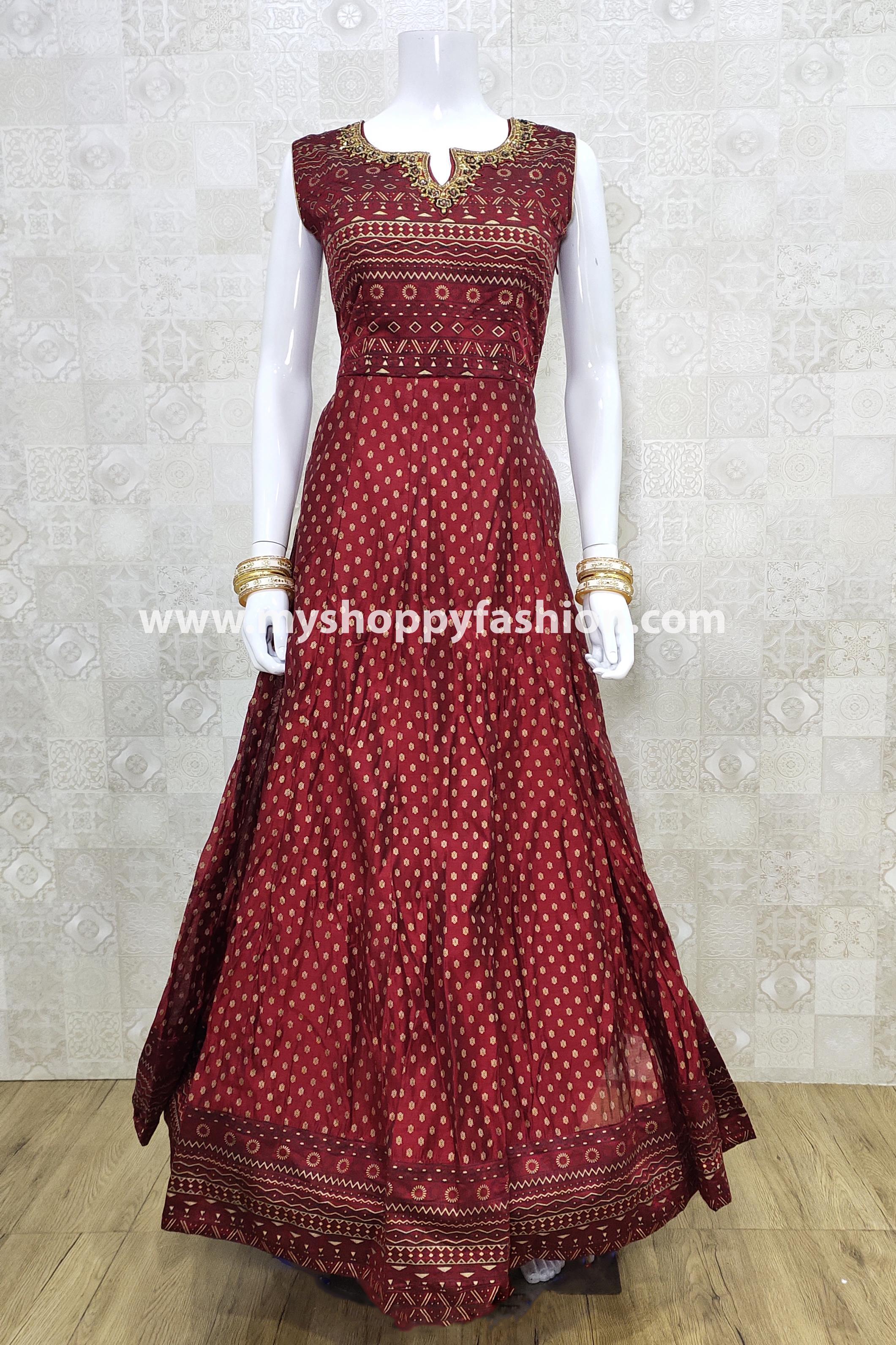 Red Color Party Wear Gown With Red Dupatta :: MY SHOPPY LADIES WEAR
