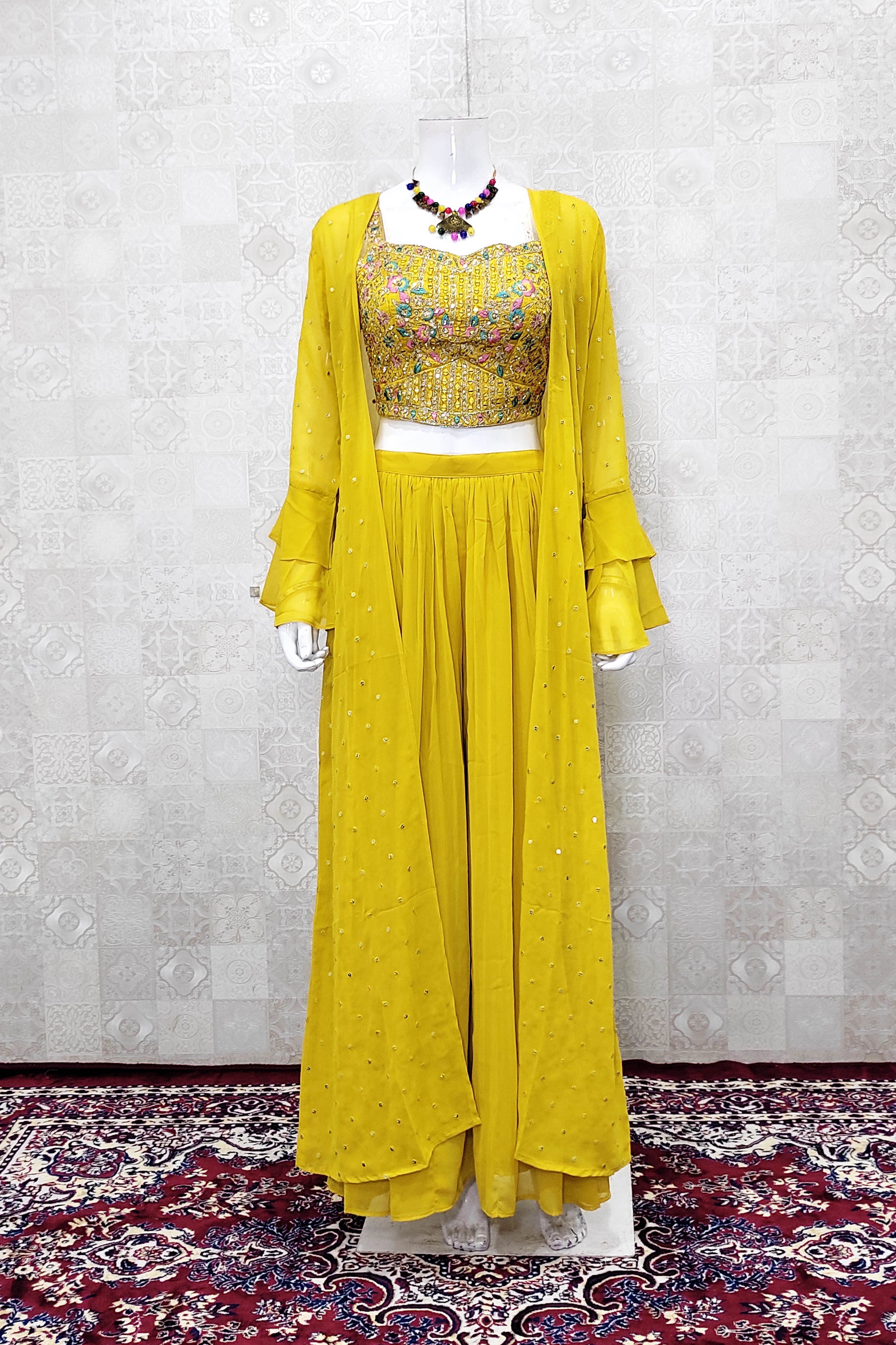 Mustard Color Party Wear Designer Indo-Western Plaazo With Koti :: MY ...