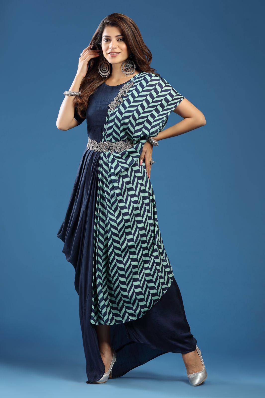 Blue Color Party Wear Designer Gown :: MY SHOPPY LADIES WEAR