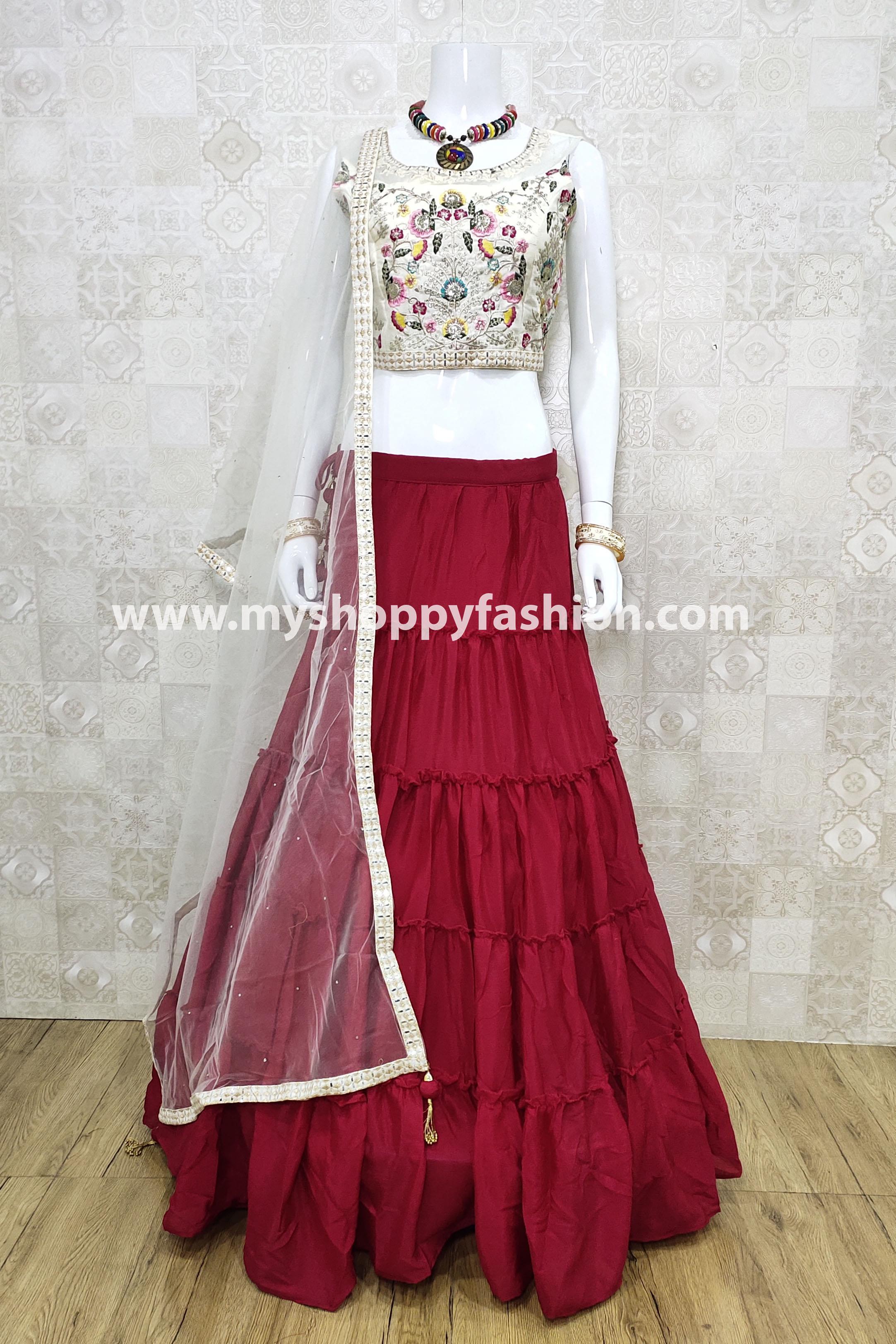 Rani and White Color Combination Lehenga Choli With Dupatta :: MY ...