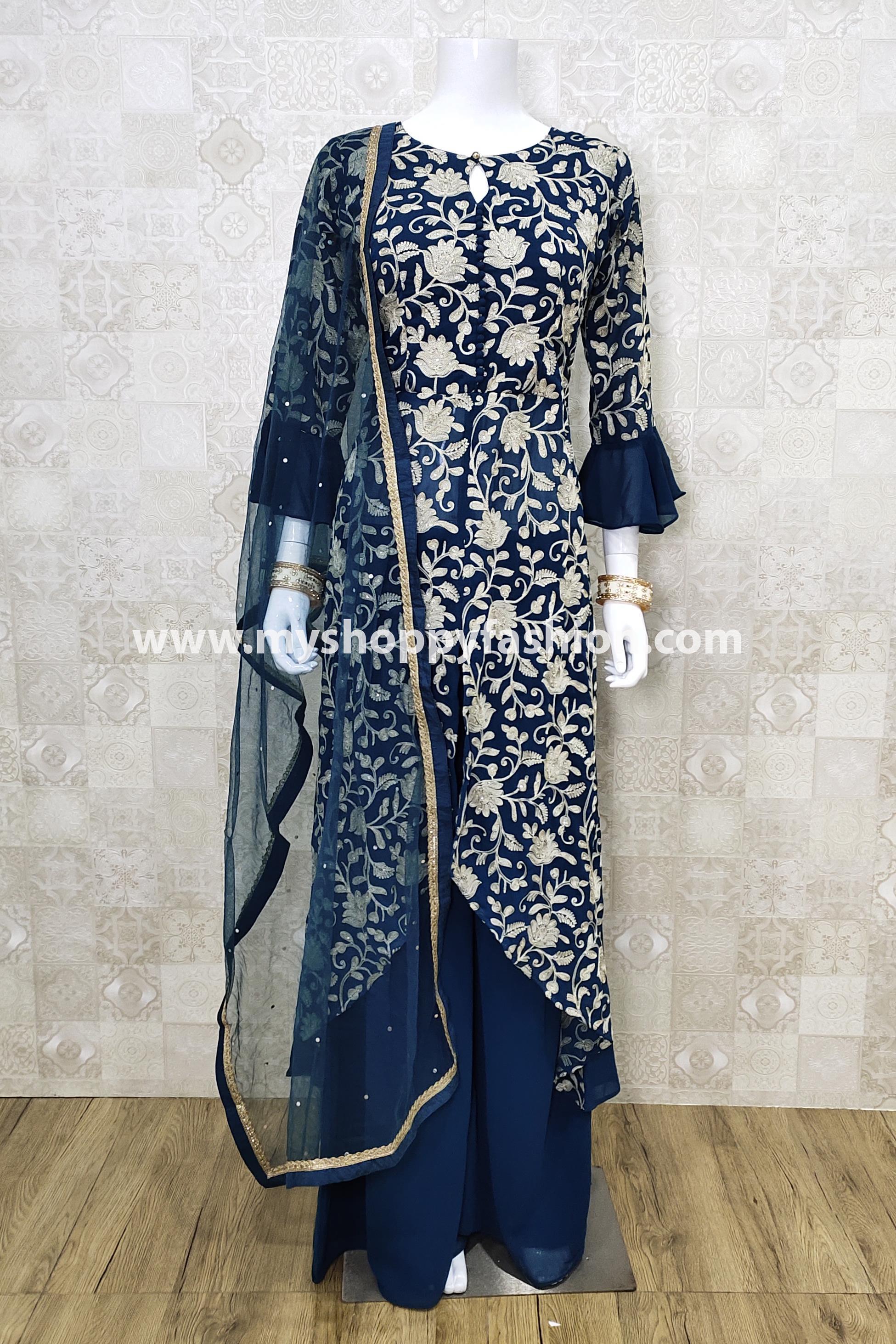 Rama Color Party wear Plazo Suit :: MY SHOPPY LADIES WEAR