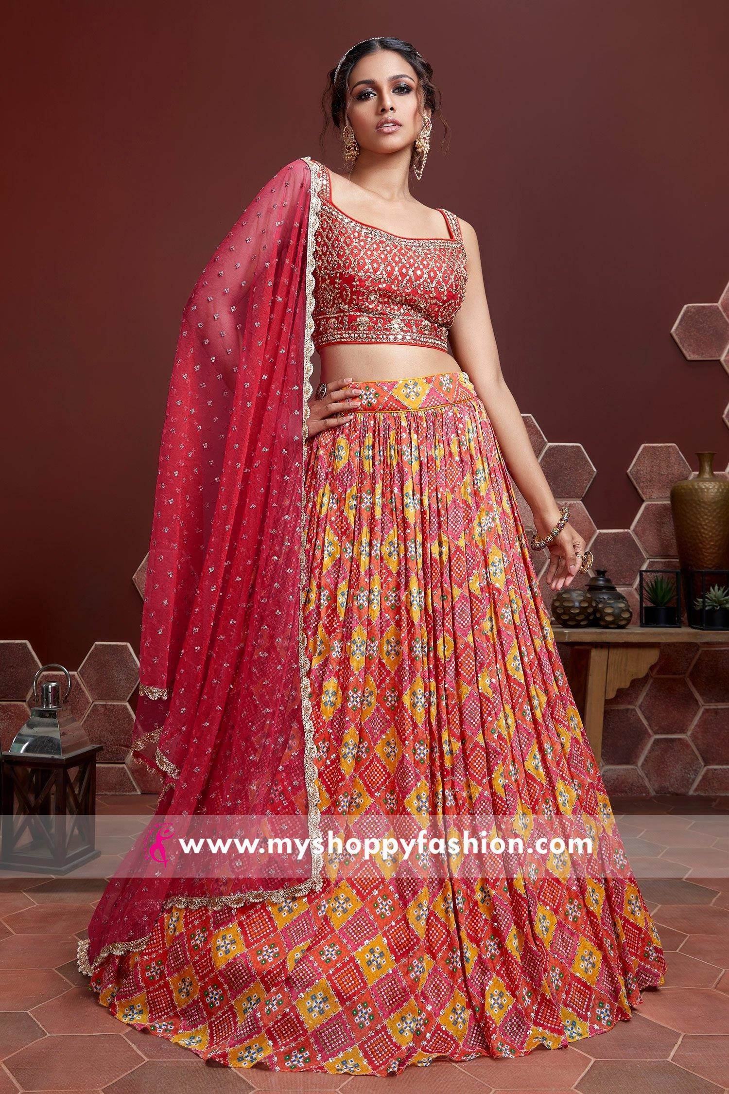 Red Color Wedding Collection Lehenga :: MY SHOPPY LADIES WEAR