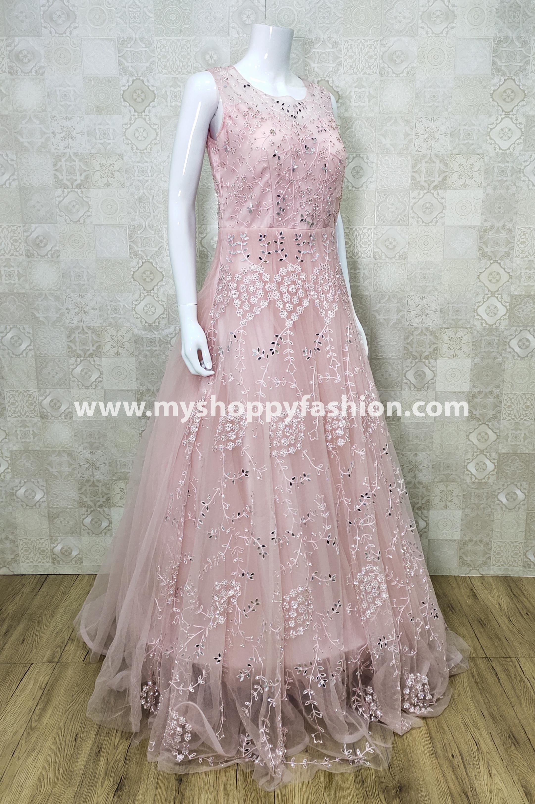 Pink Color Party Wear Gown :: MY SHOPPY LADIES WEAR