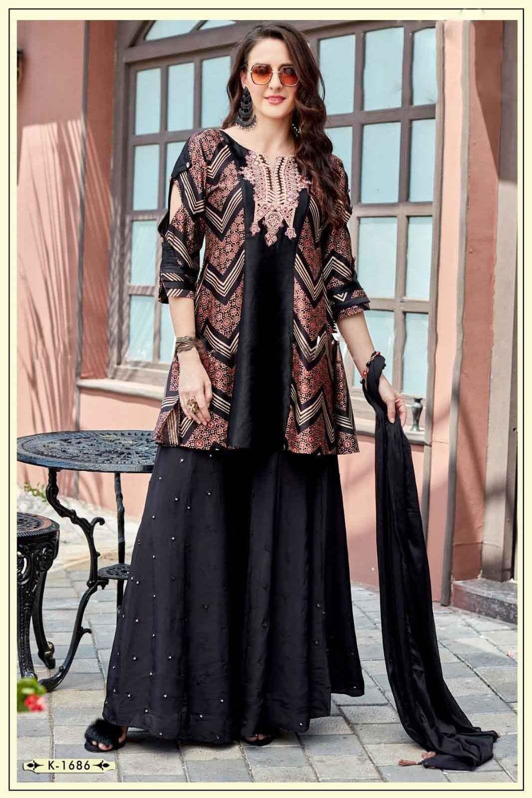 Black Color Party Wear Designer Indo-Western Plazo Suit :: MY SHOPPY ...