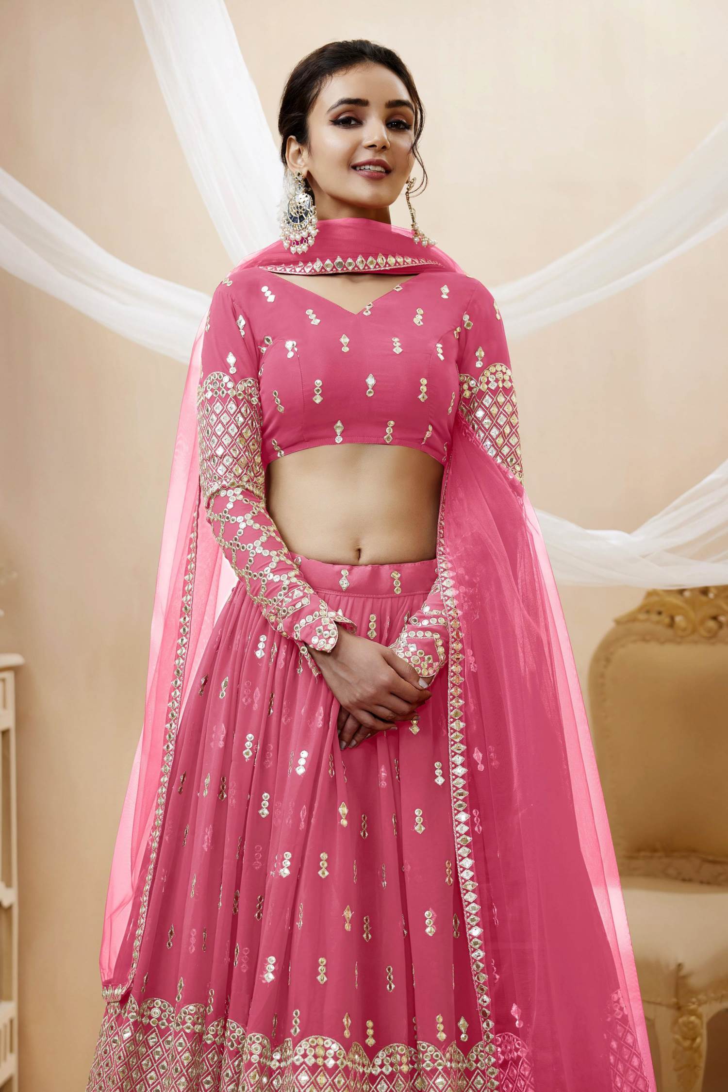 Pink Color Wedding Collection Designer Semi-Stich Lehenga Choli :: MY ...